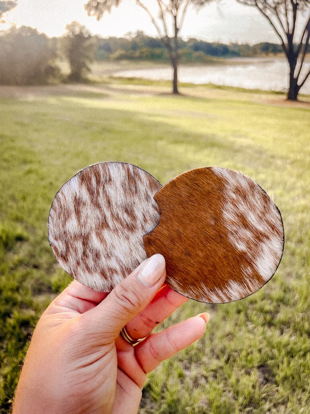 Custom Cowhide Car Coasters – Set of 2 or 3 | Hair-on-hide & Leather ...