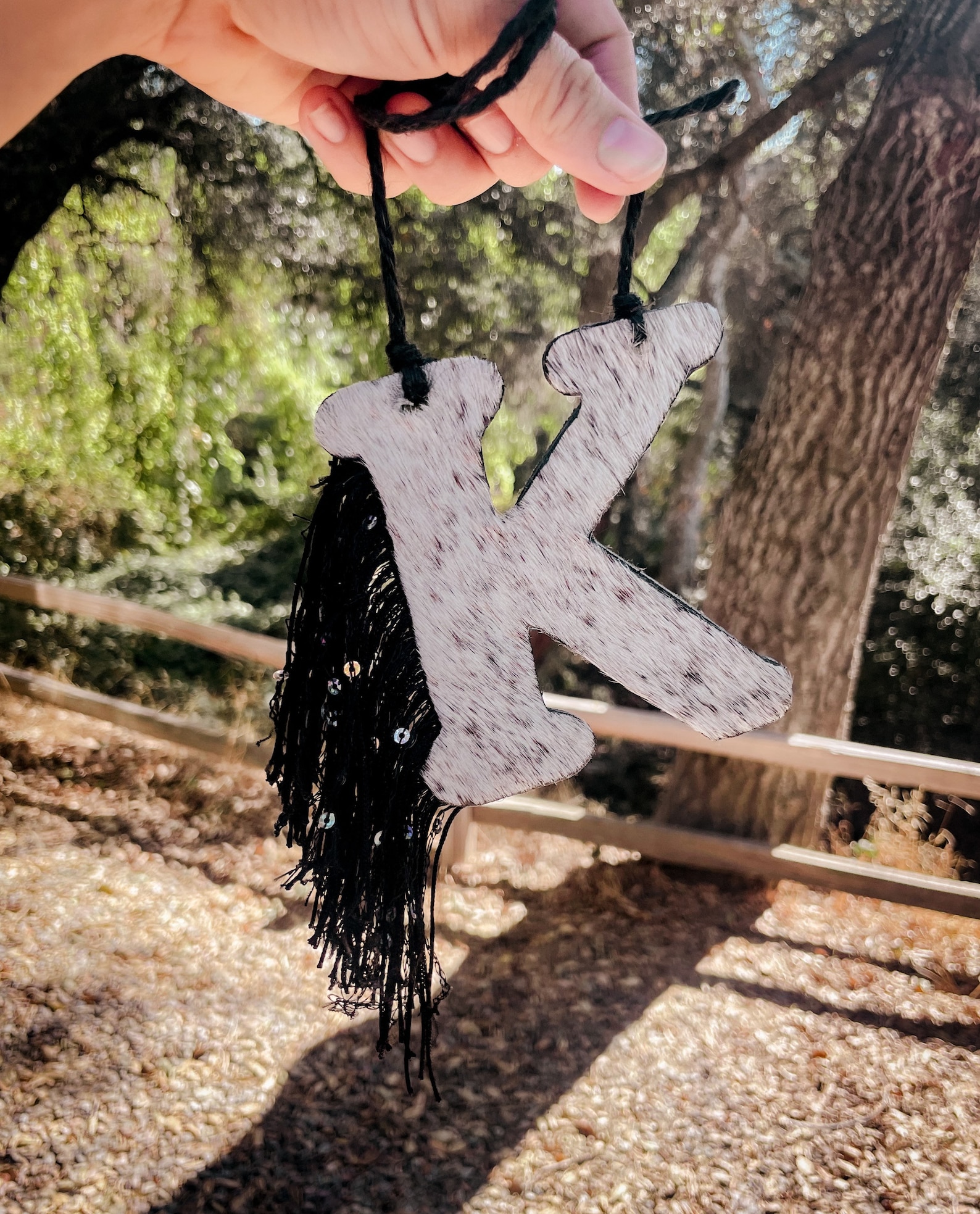 Custom Genuine Cowhide Western Rear View Mirror Hangers and Initial Car ...