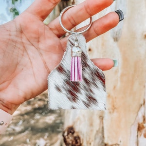 Genuine Cowhide Keychains, Ear Tag Keychains, Western and Boho ...