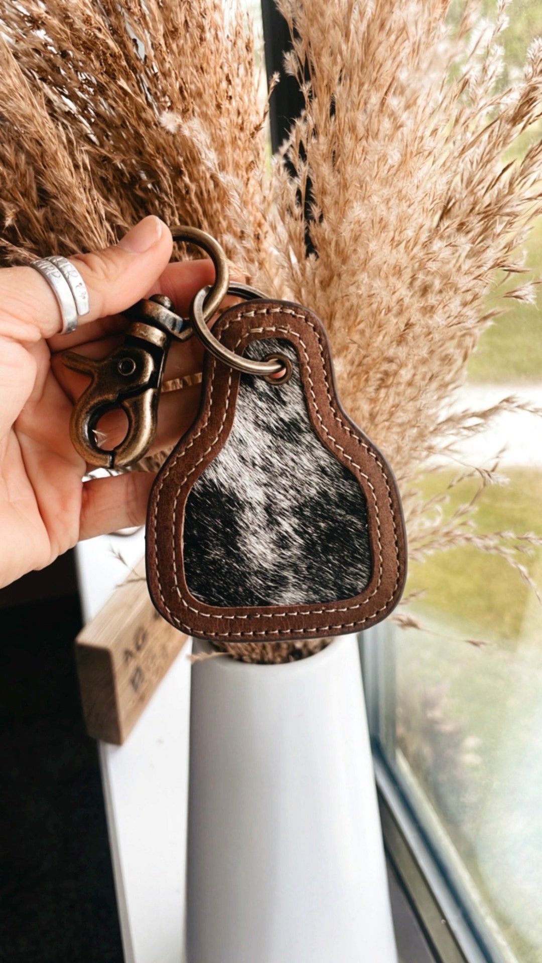 Genuine Cowhide and Leather Keychains, Ear Tag Keychains, Western and ...