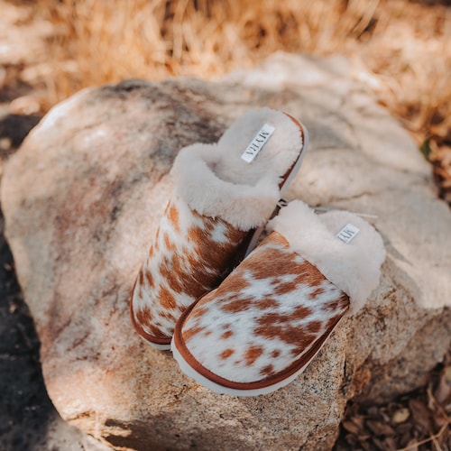 Genuine Cowhide Western Slippers House Shoes - Etsy