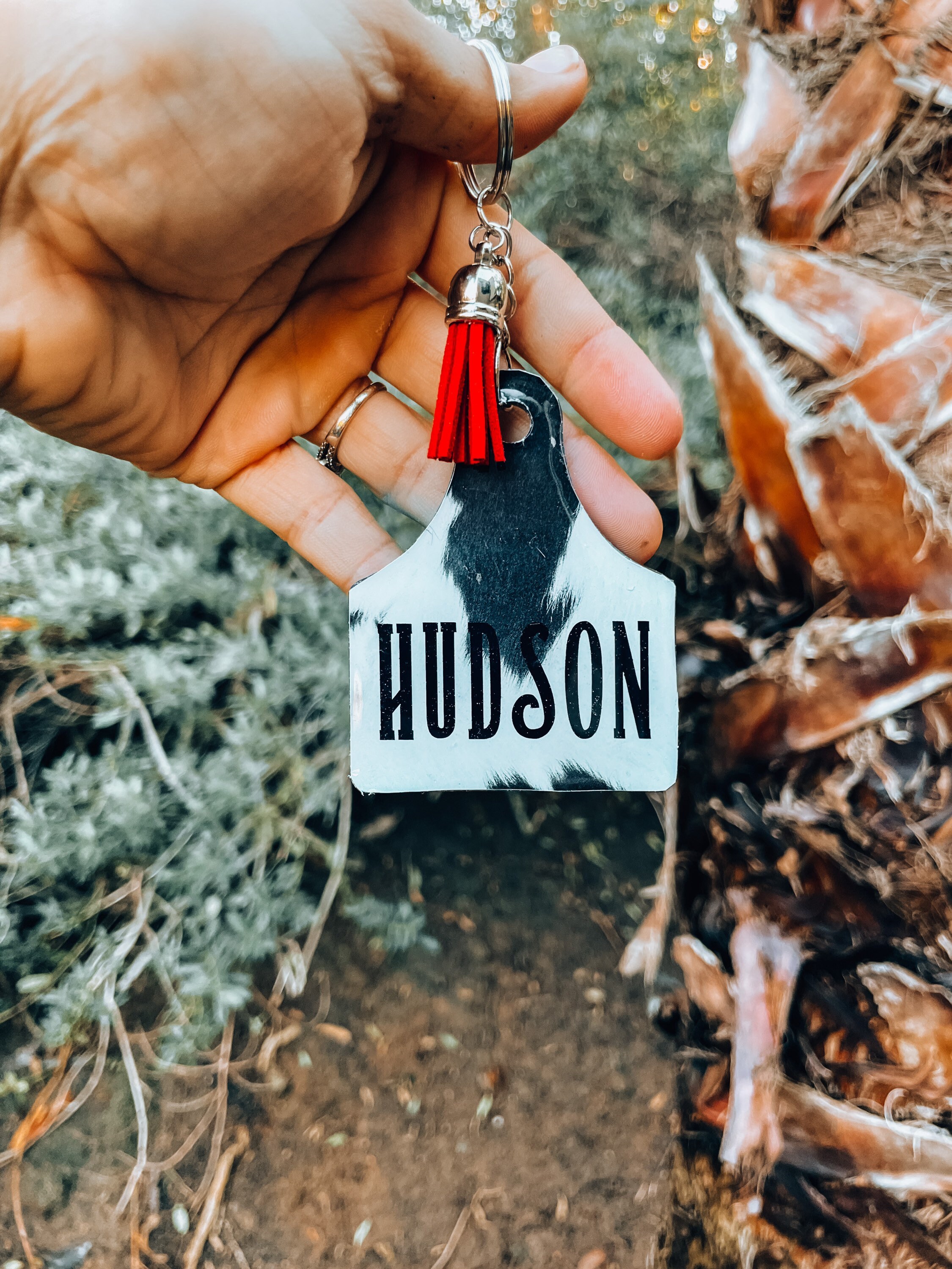 Resin Cowhide Ear Tag Keychains Western Keychains Epoxy | Etsy