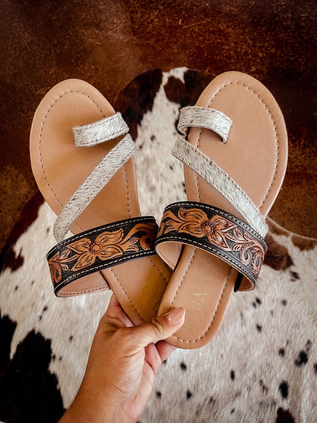 Genuine Cowhide Western Sandals Outdoor Flipflops Footwear - Etsy