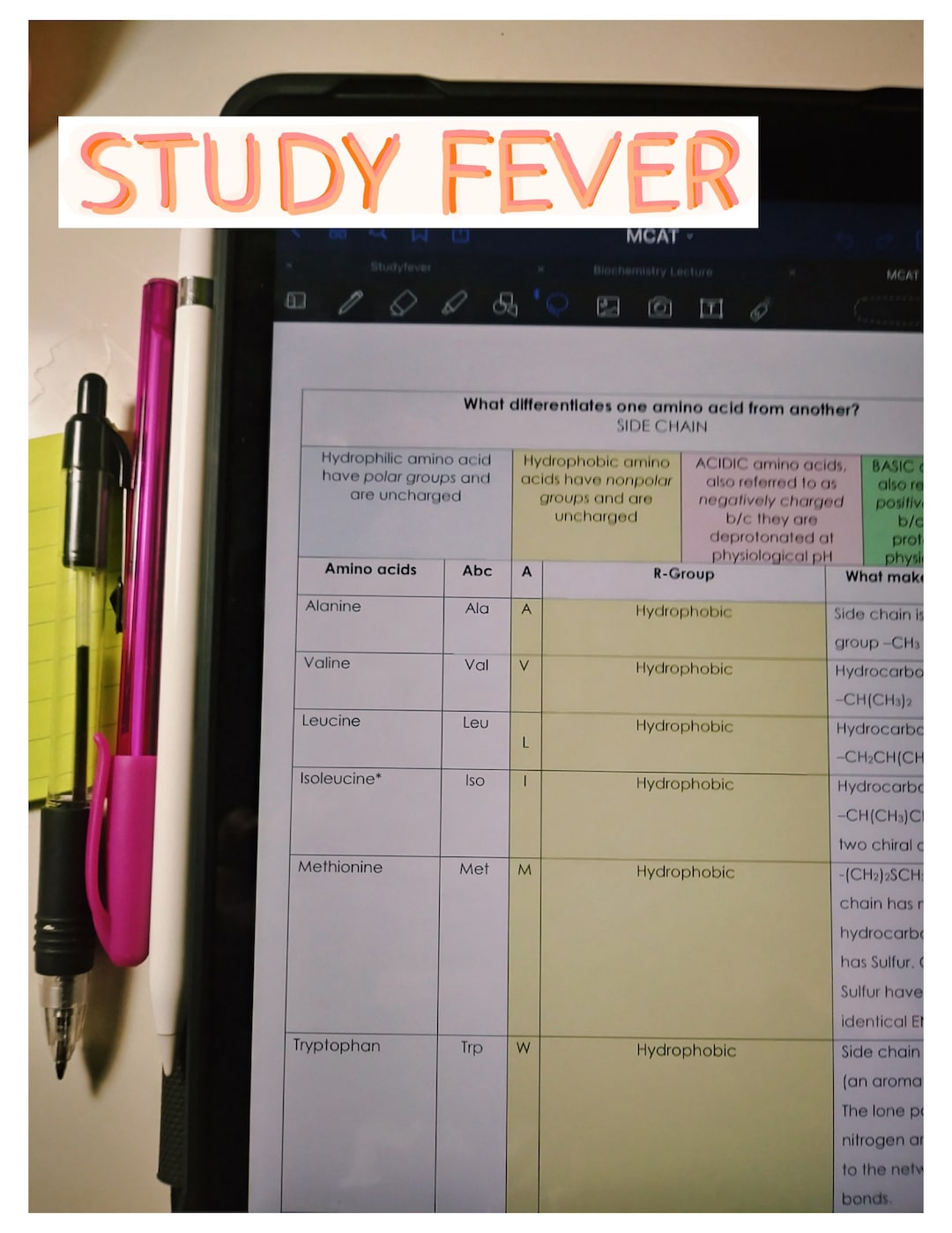 MCAT Study Sheet - Amino Acids - Etsy