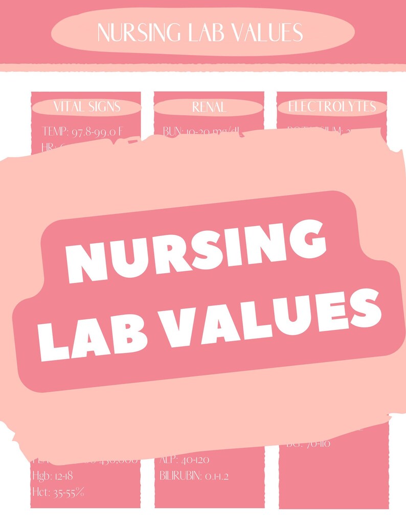 Nursing Lab Values Sheet - Etsy