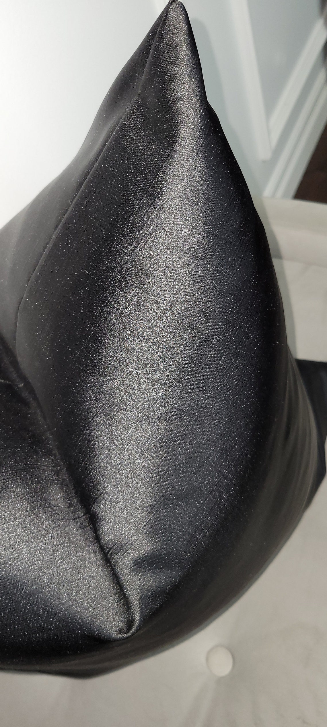 Solid Jet Silk Satin Black Pillow Cover Black Satin Pillow Cover ...