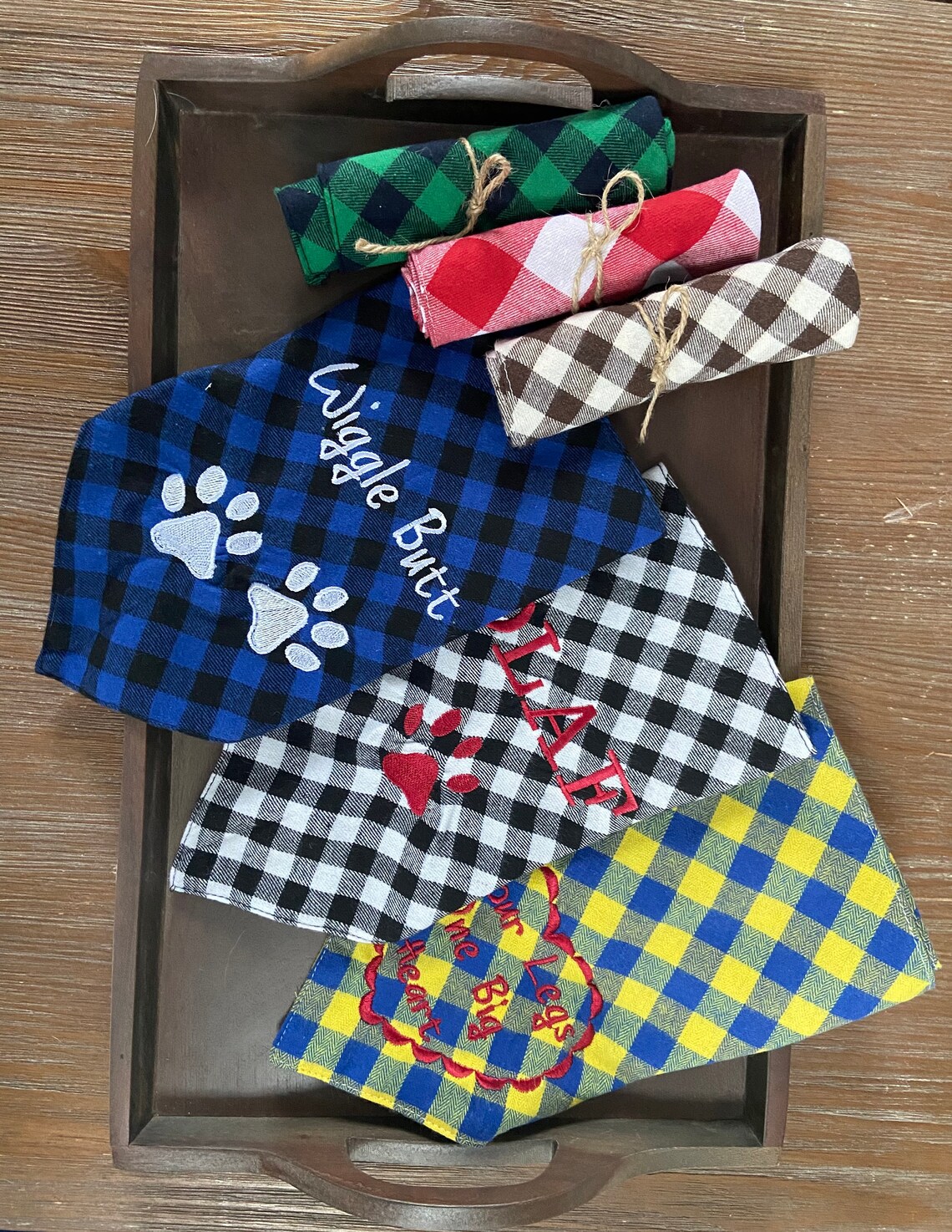 Personalized Dog Scarf Custom Dog Bandana Cat Scarf Buffalo Plaid Pet ...