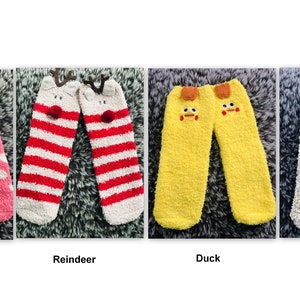 Fuzzy Socks Soft Cute Funny Animal Kids Womens Design Microfiber ...