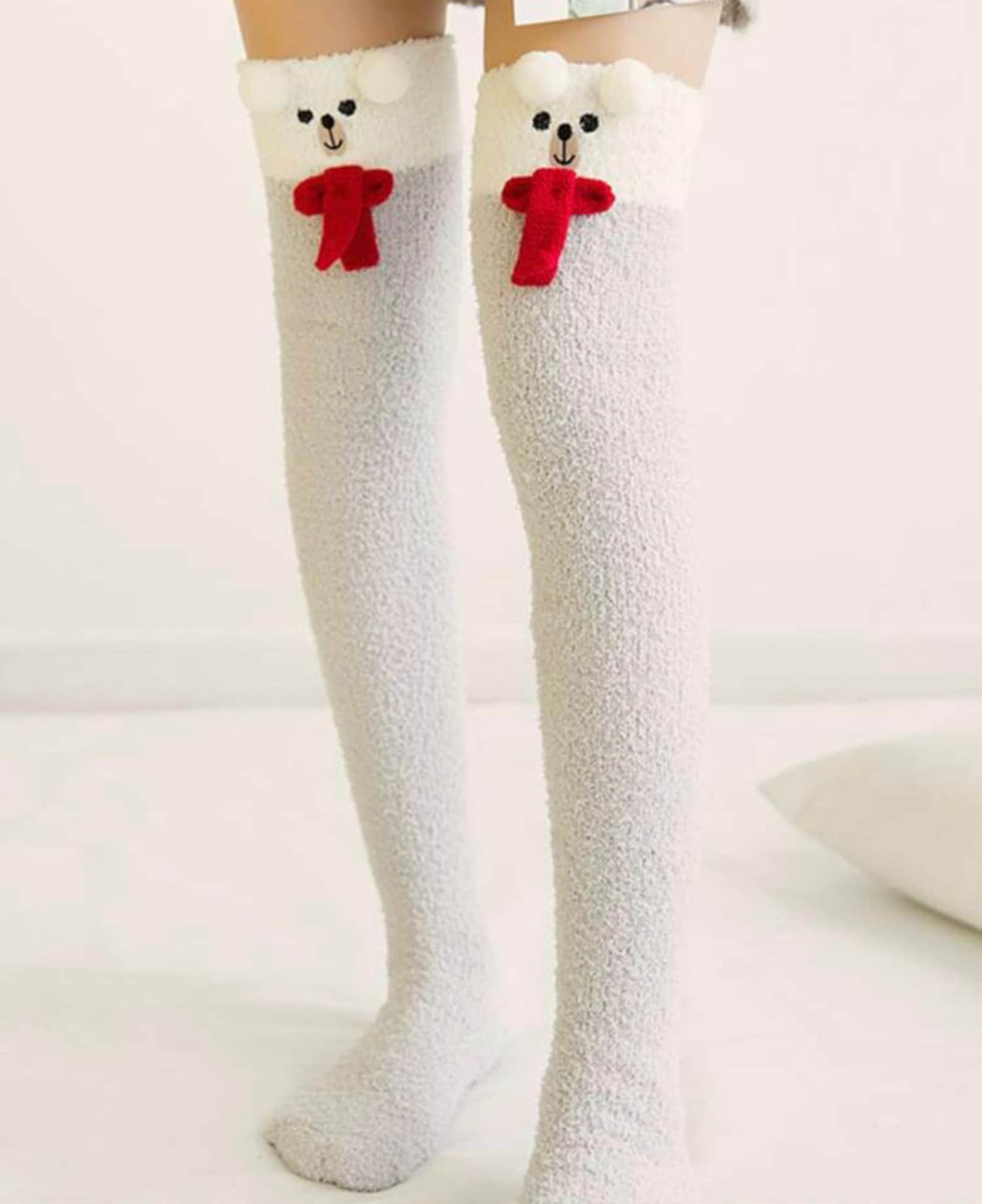 Thigh High Fuzzy Socks Cute Cartoon over the knee Stockings | Etsy