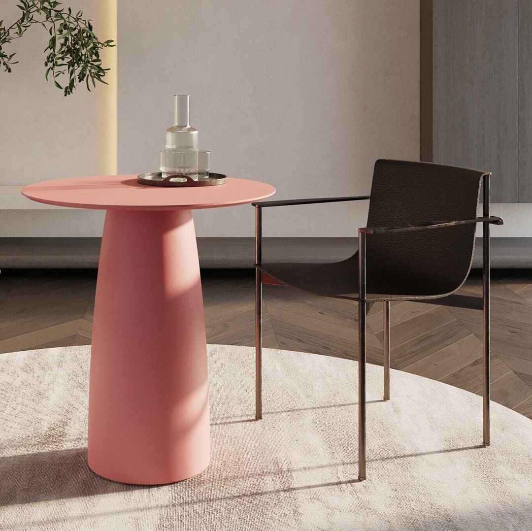 Round Antique Pink Colour Dining Table D69cm - 27.2inch / H74cm - 29 ...