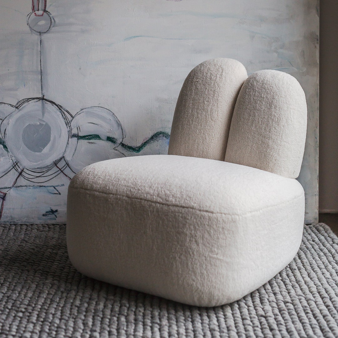 Japandi Style Bunny Lounge Chair / Artificial Fur / Ottoman / - Etsy UK