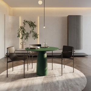 Kopar Table in Dark Green Modern Contemporary Japandi Sleek Round ...