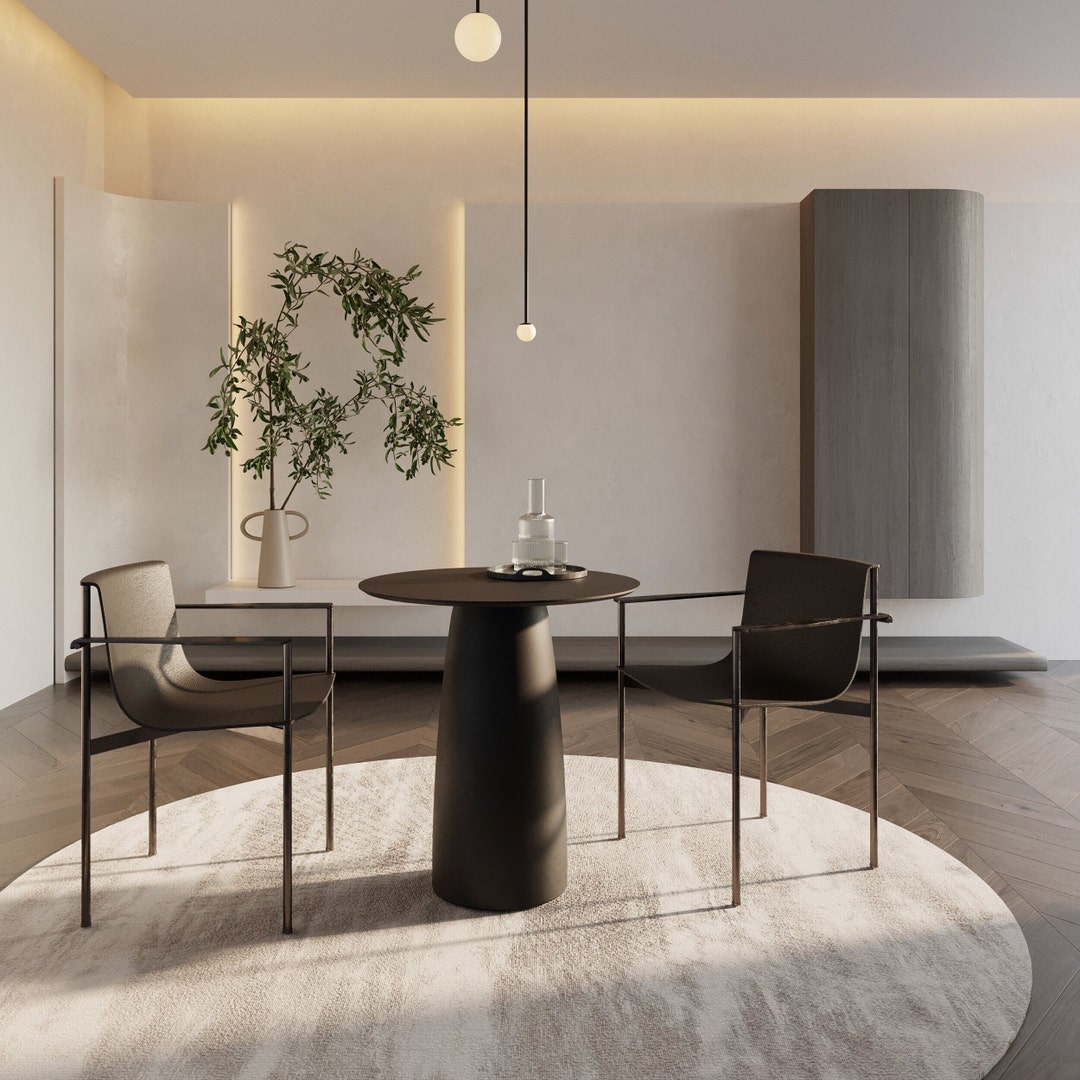 Kopar Small Round Black Color Dining Table D690mm - Etsy