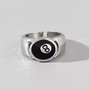 Silver 8 Ball Ring Lucky 8 Ball Pool Ball Ring Unisex Ring Snooker Pool ...