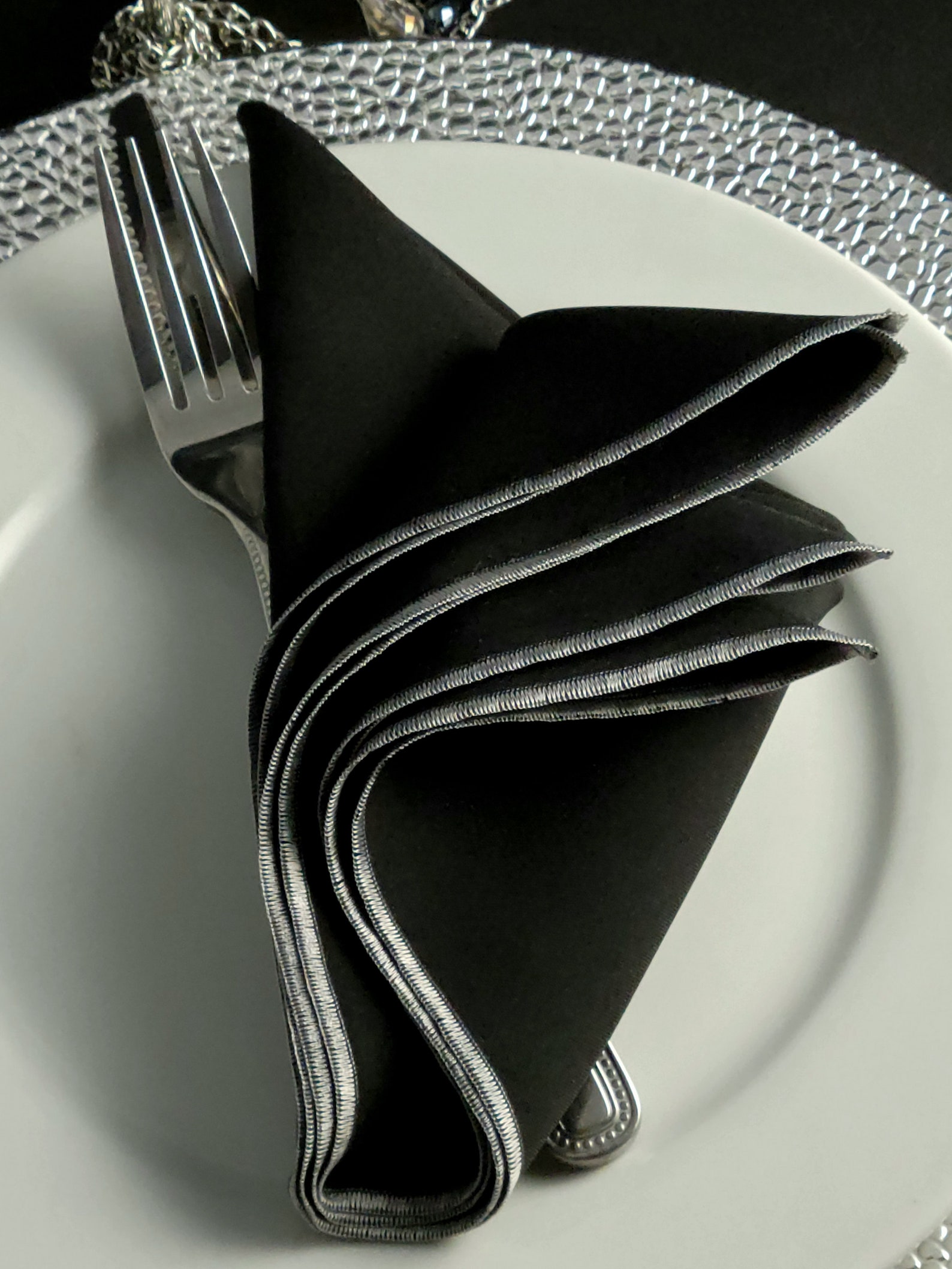 Black and Gold Black and Silver Polyester Napkins Cocktail - Etsy