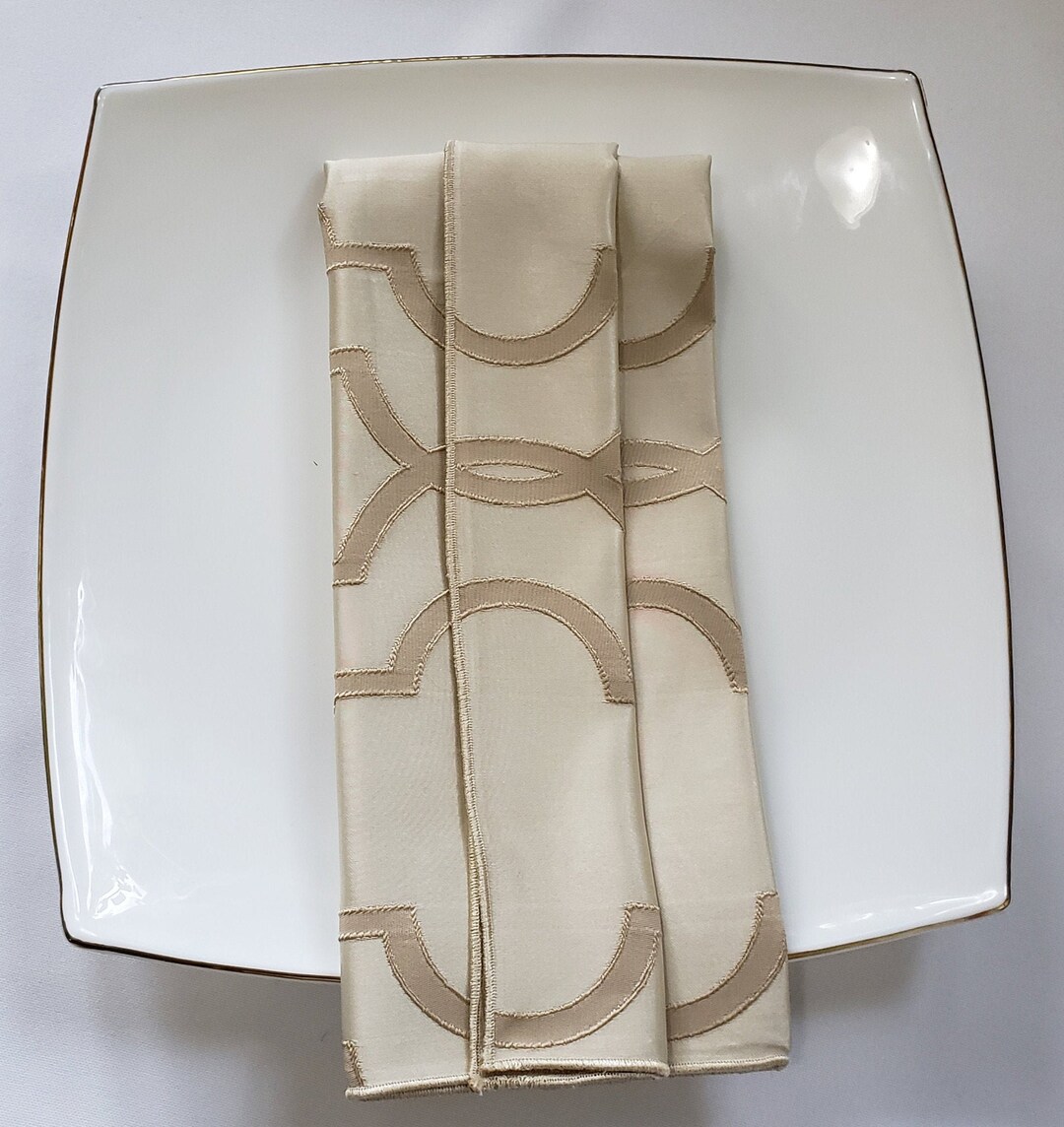 Satin, Jacquard Weave, Champagne Dinner Napkins - Etsy