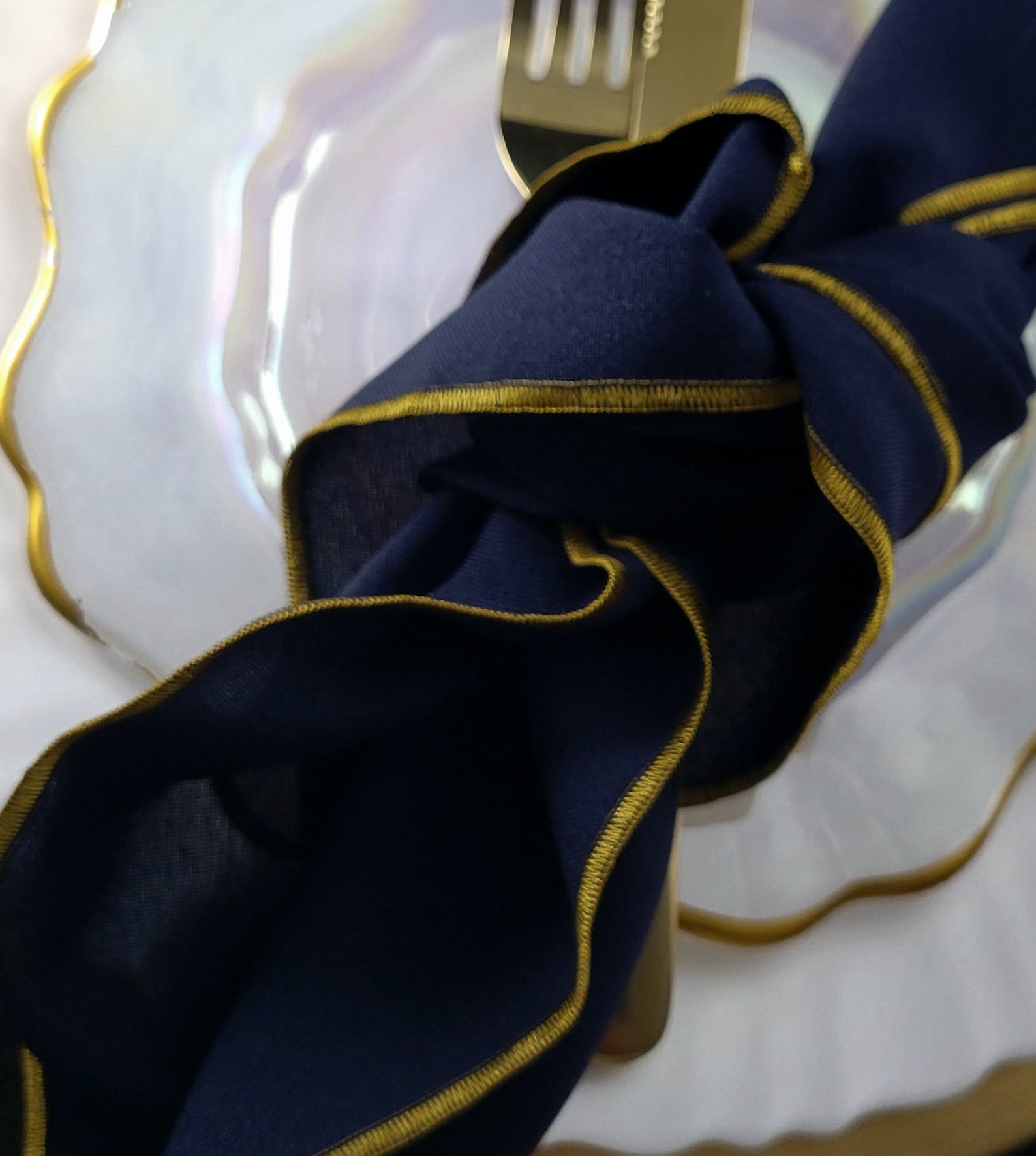 Navy Blue and Gold, Polyester Cocktail and Dinner Napkins - Etsy
