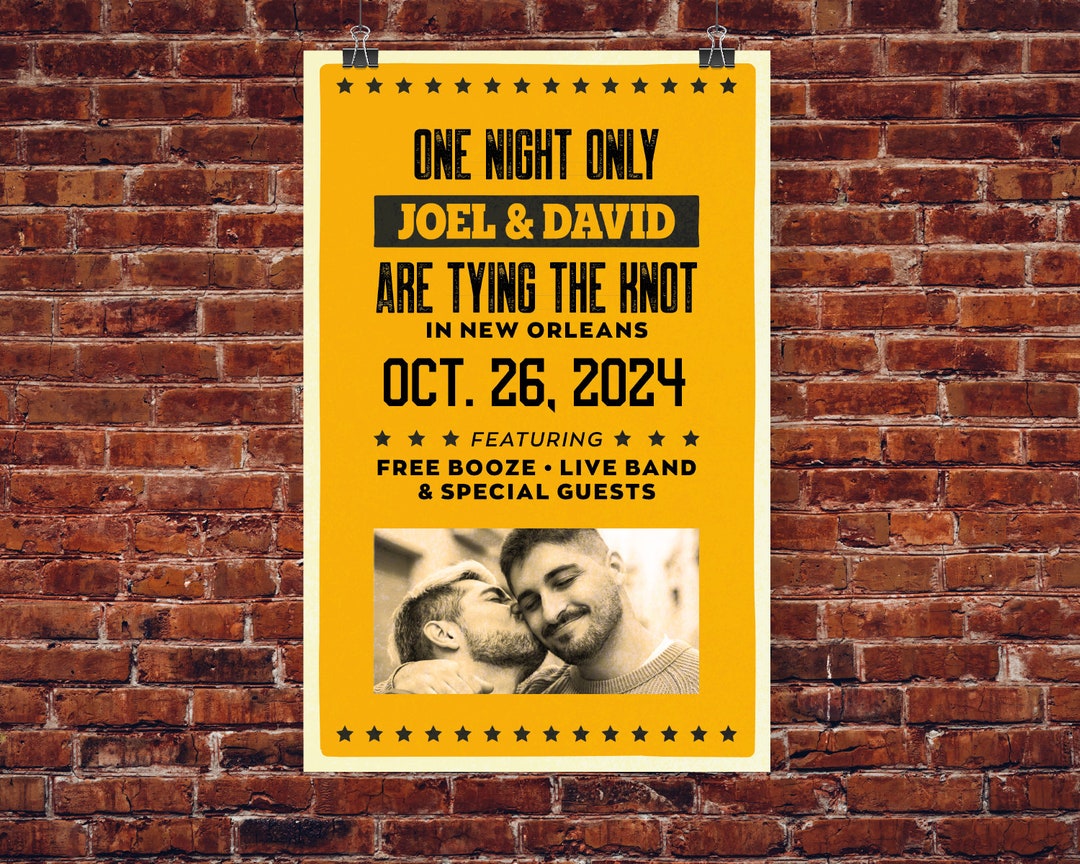 Customizable Vintage Rock Concert Style Wedding Poster V3 Perfect ...