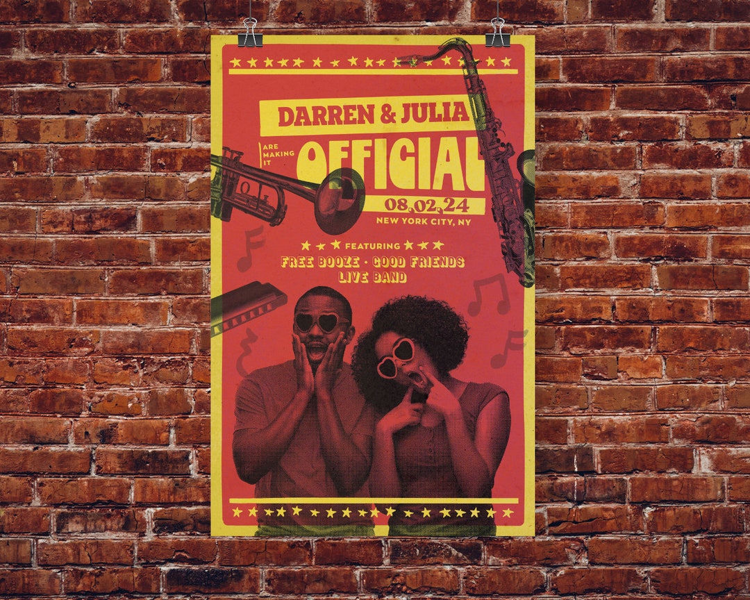 Customizable Vintage Rock Concert Style Wedding Poster | Perfect ...