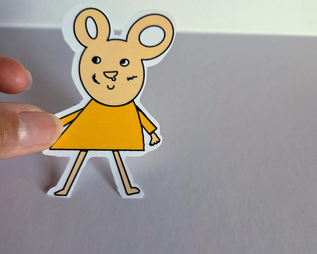 Hand-drawn Mouse "bitsy" Sticker – Laminated Character Decal - Etsy