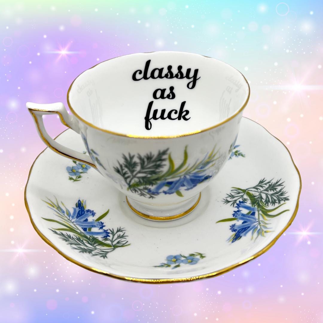 Classy Tea Cup & Saucer | Floral Vintage Sassy | Birthday Gift | Funny ...