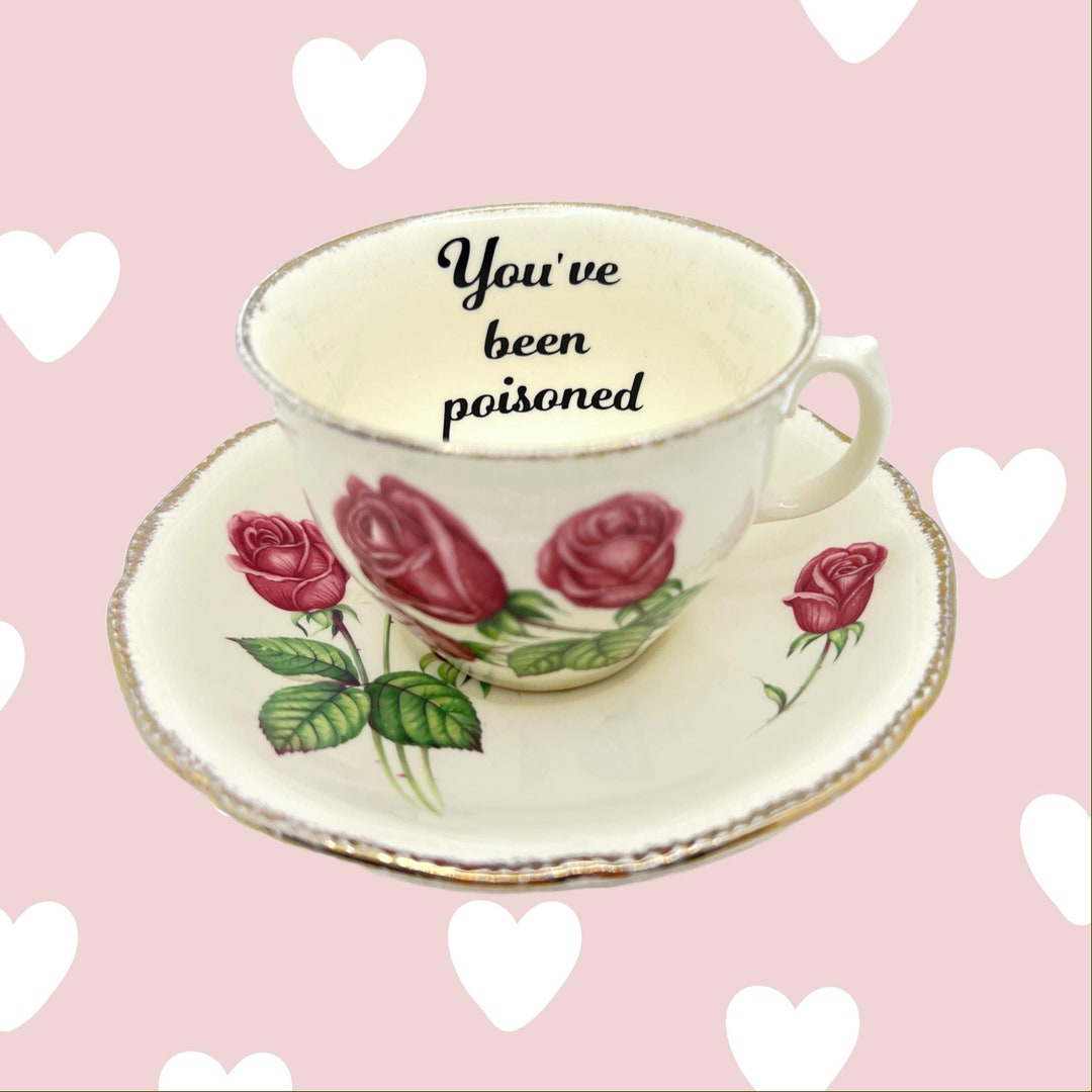 Poison Tea Cup & Saucer | Floral Vintage Sassy | Birthday Gift | Funny ...