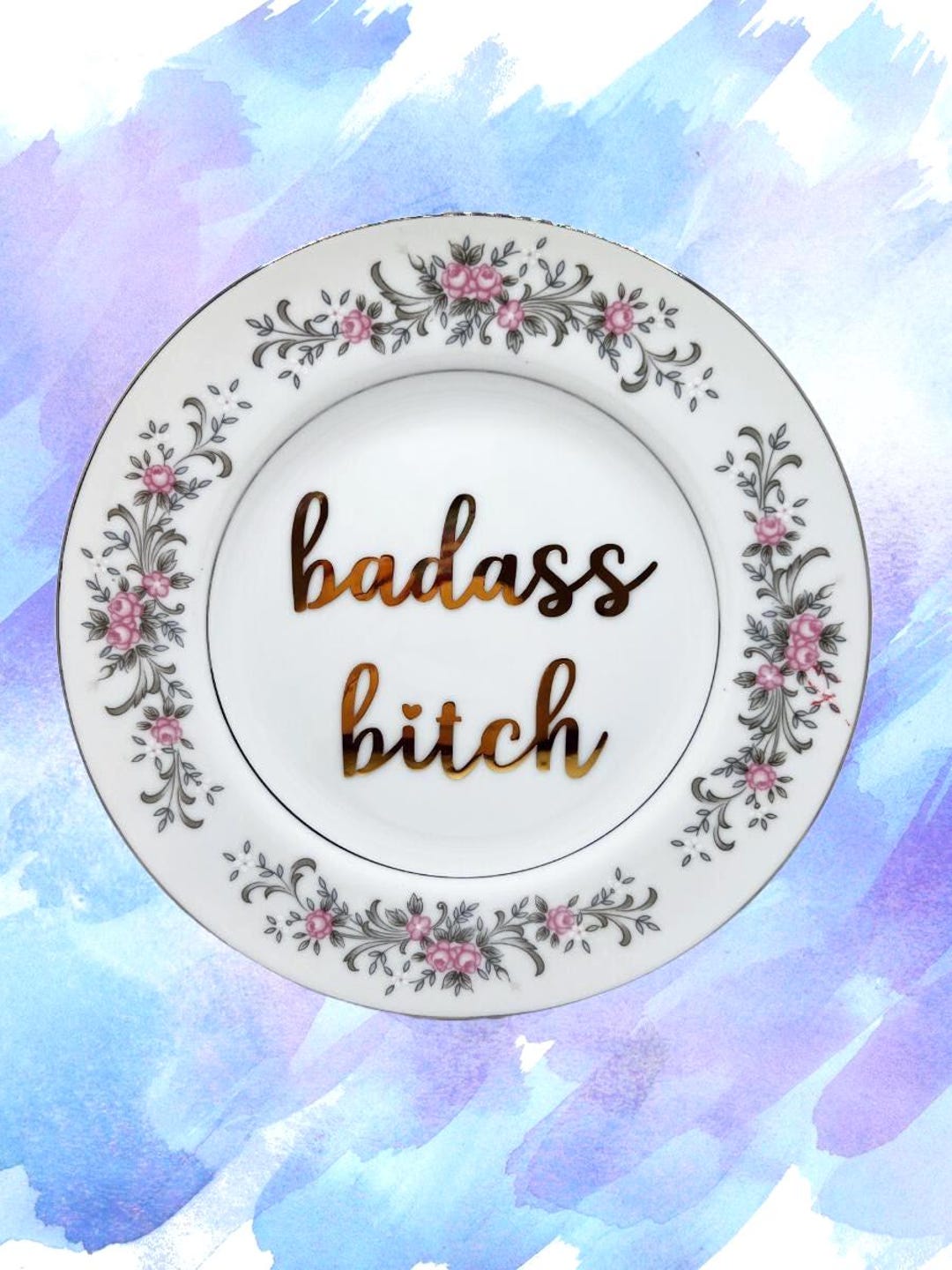 Badass Bitch 7.5” Decorative Plate | Rude Home Art | Profane Vintage ...