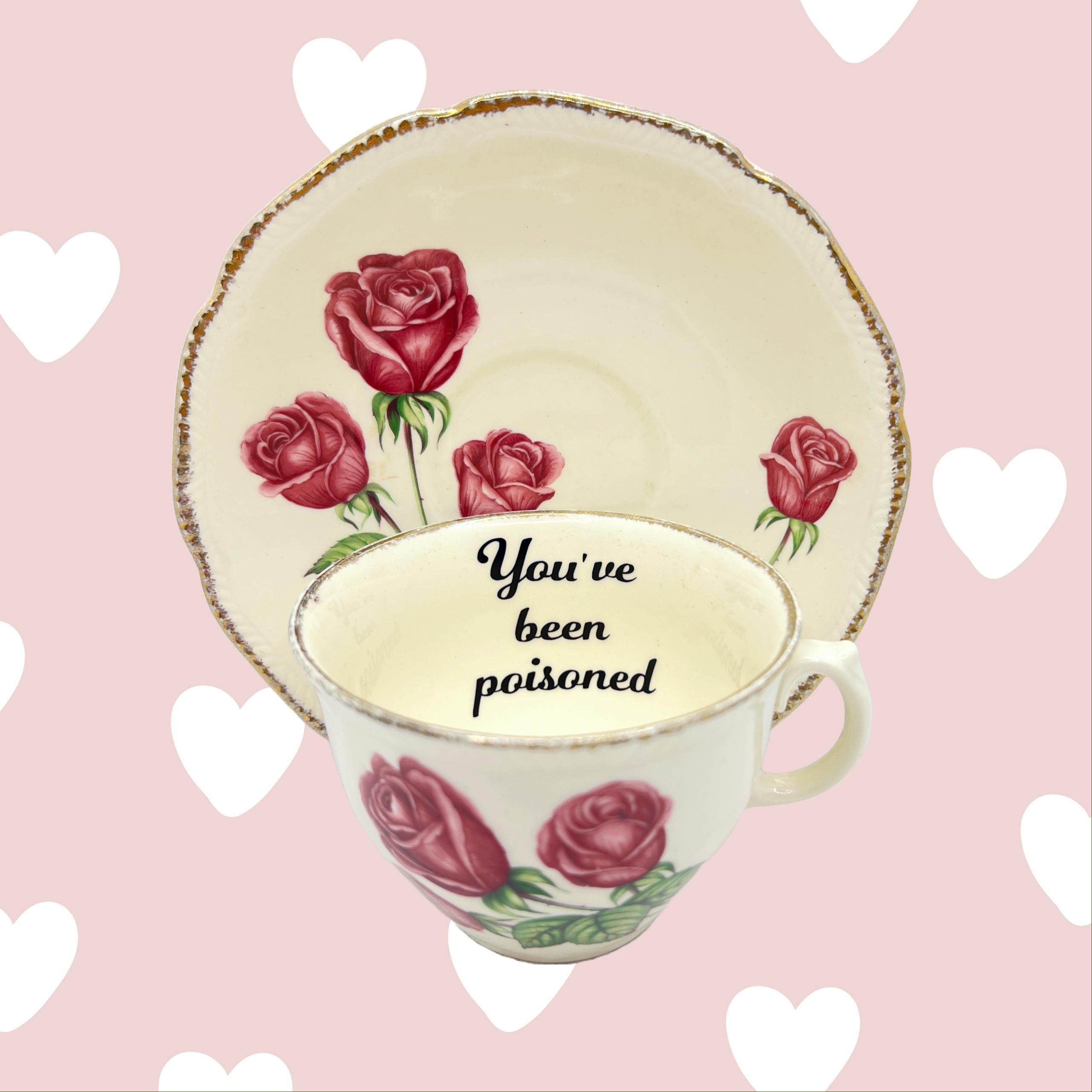 Poison Tea Cup & Saucer | Floral Vintage Sassy | Birthday Gift | Funny ...
