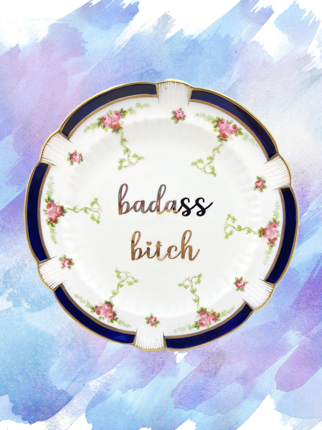 Badass Bitch 7 Decorative Plate Rude Home Art Profane Vintage Plate ...