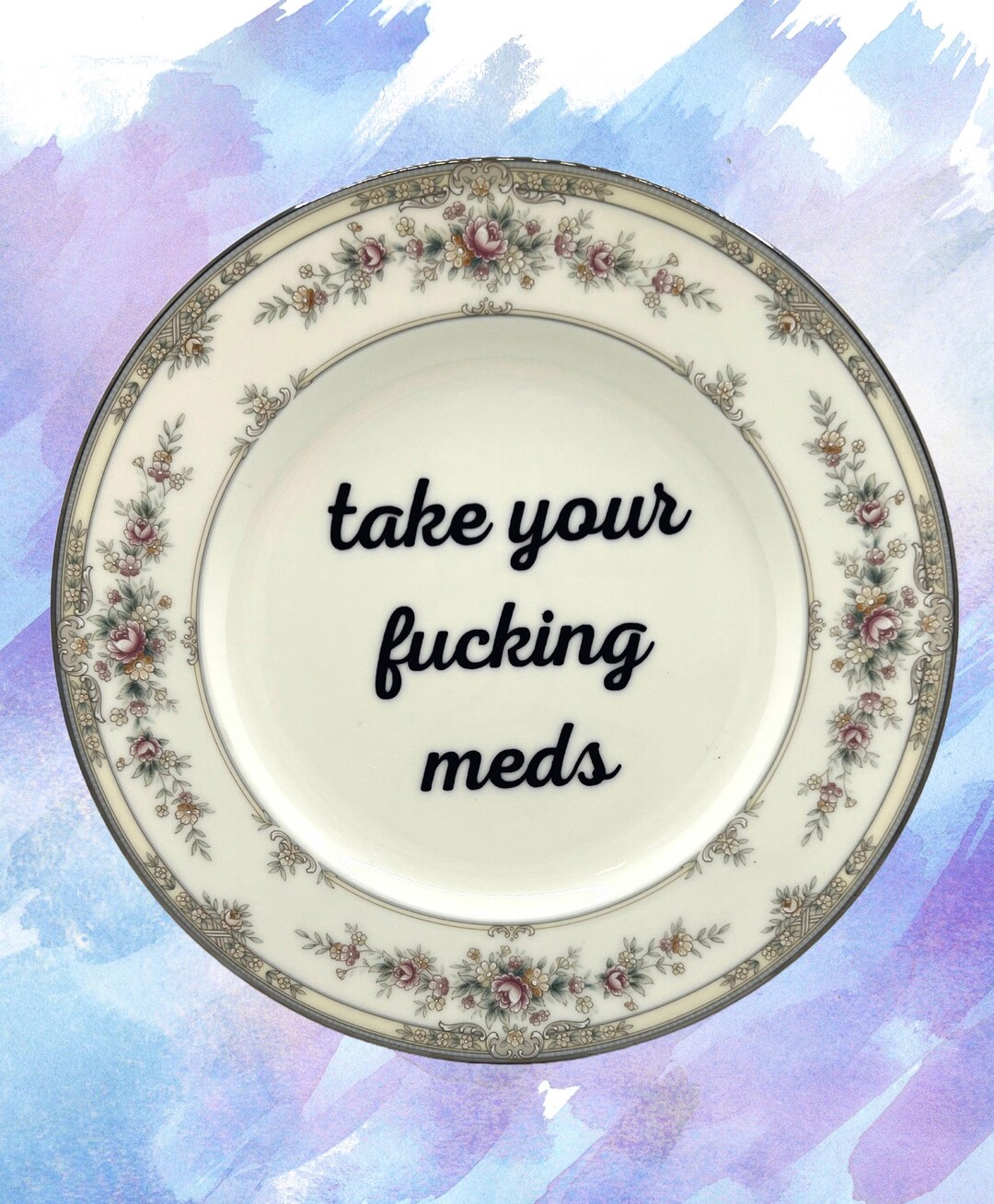 Meds 8” Decorative Plate | True Crime Home Art | Swearing Sassy Rude ...