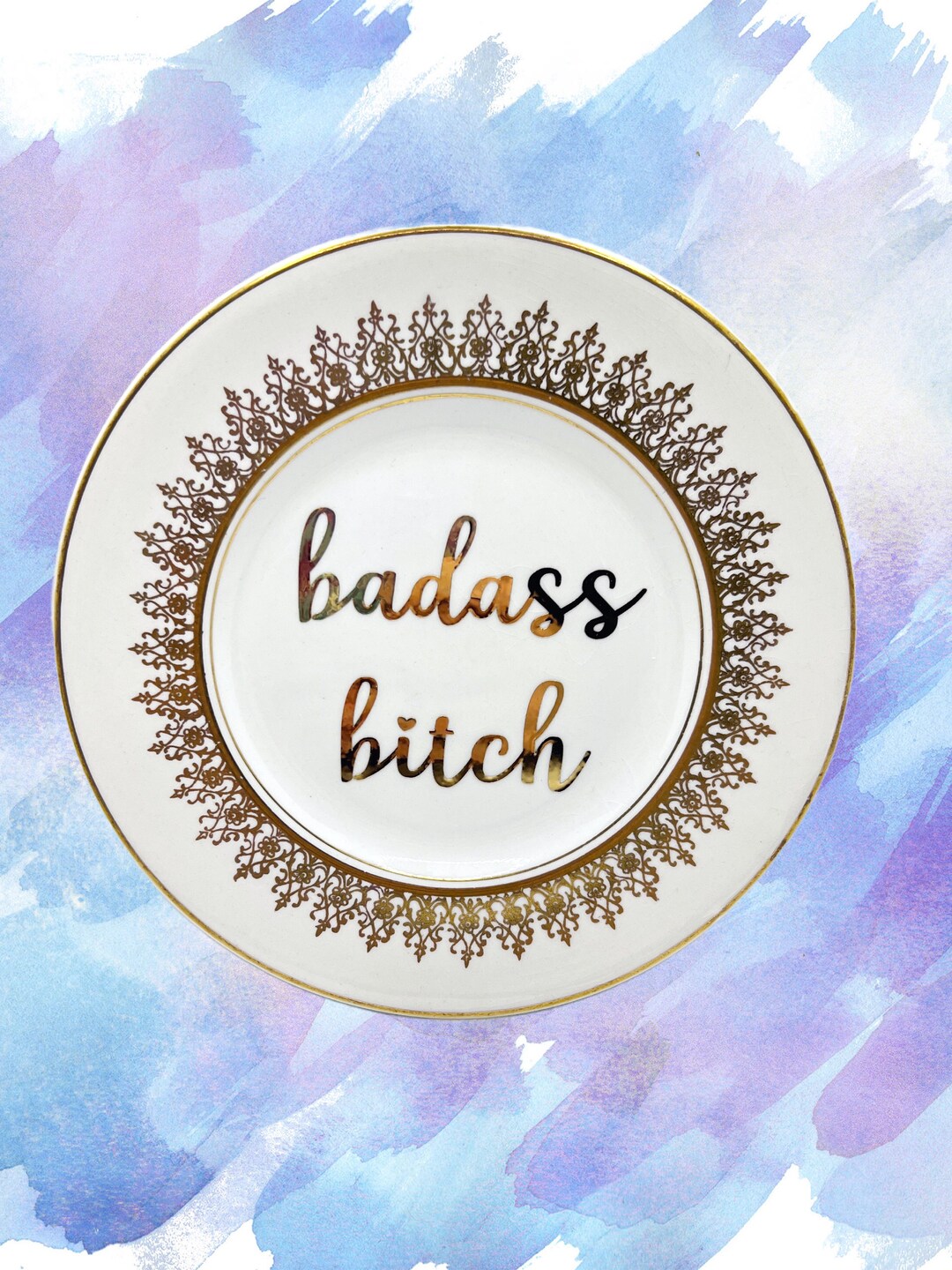 Badass Bitch 6 Decorative Plate Rude Home Art Profane Vintage Plate ...