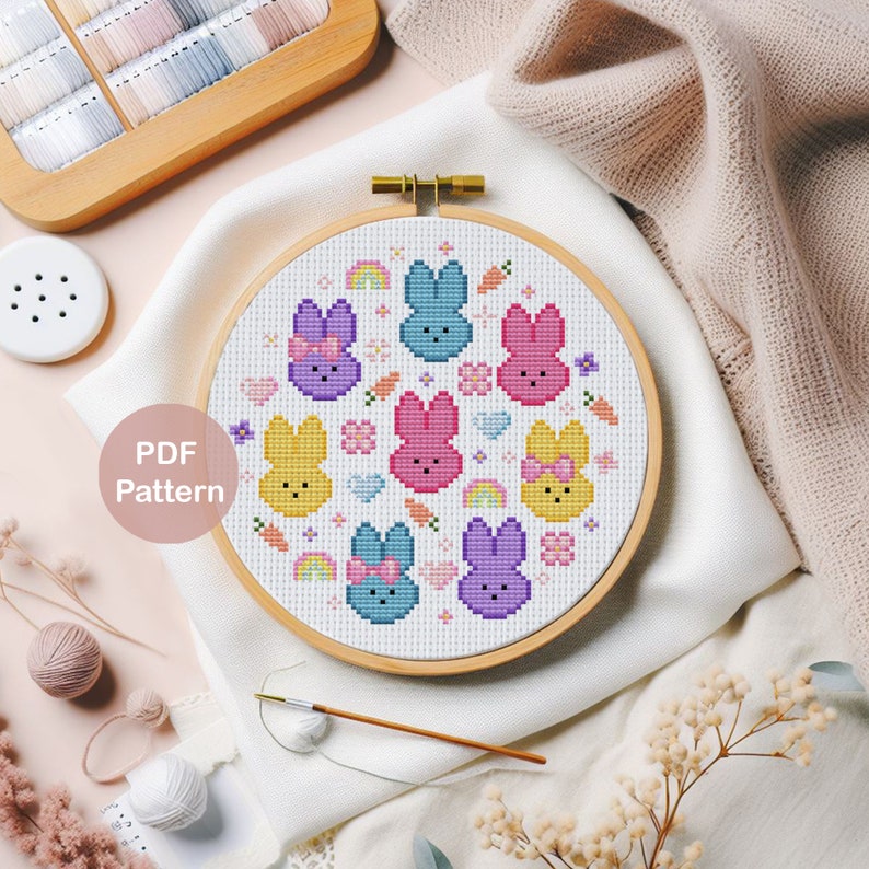 Bunny Peeps PDF Cross Stitch Pattern Cross Stitch Pattern for Easter ...
