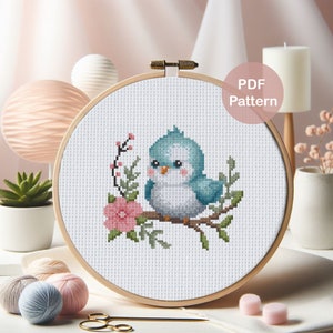 Blue Bird PDF Cross Stitch Pattern | Bird Cross Stitch Pattern ...
