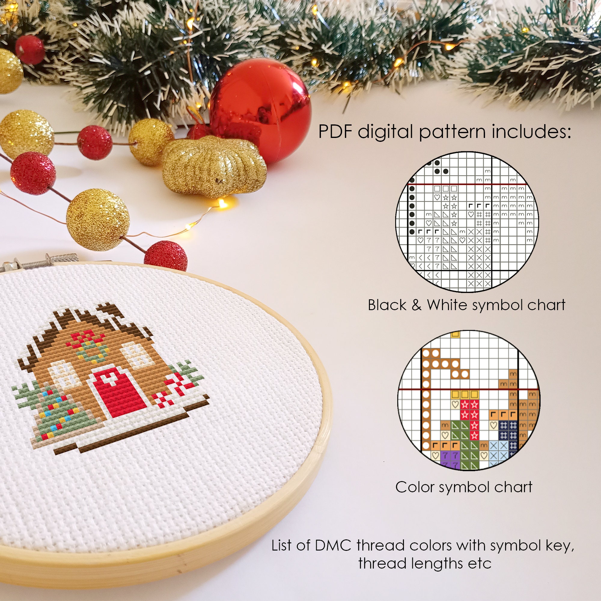 Gingerbread House Cross Stitch Pattern: Christmas Scene (PDF Pattern ...
