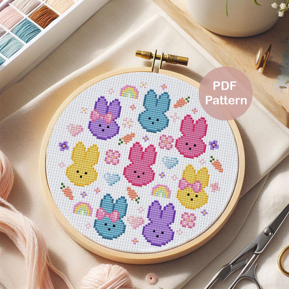 Bunny Peeps PDF Cross Stitch Pattern Cross Stitch Pattern for Easter ...