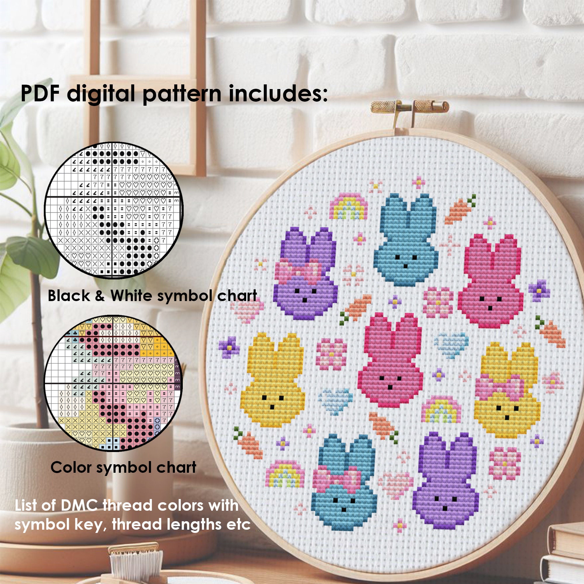 Bunny Peeps PDF Cross Stitch Pattern Cross Stitch Pattern for Easter ...