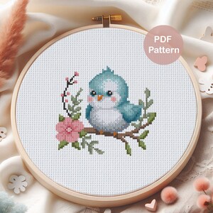 Blue Bird PDF Cross Stitch Pattern | Bird Cross Stitch Pattern ...