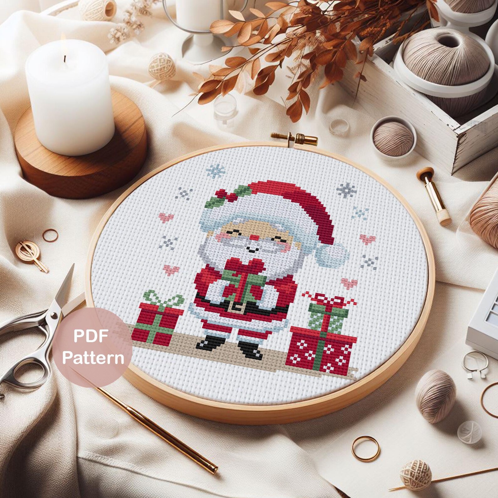 Santa Claus Cross Stitch Pattern: Christmas Embroidery Design (PDF ...