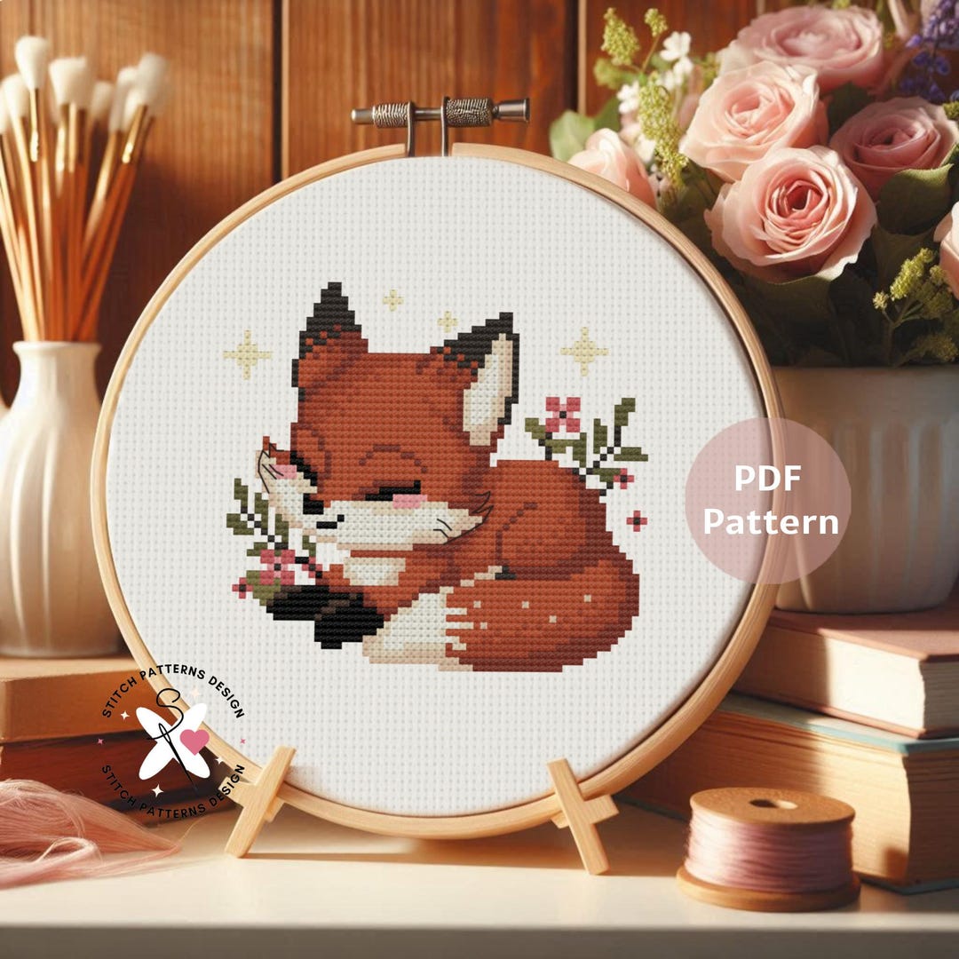 Cute Fox PDF Cross Stitch Pattern | Cute Animals Cross Stitch Pattern ...