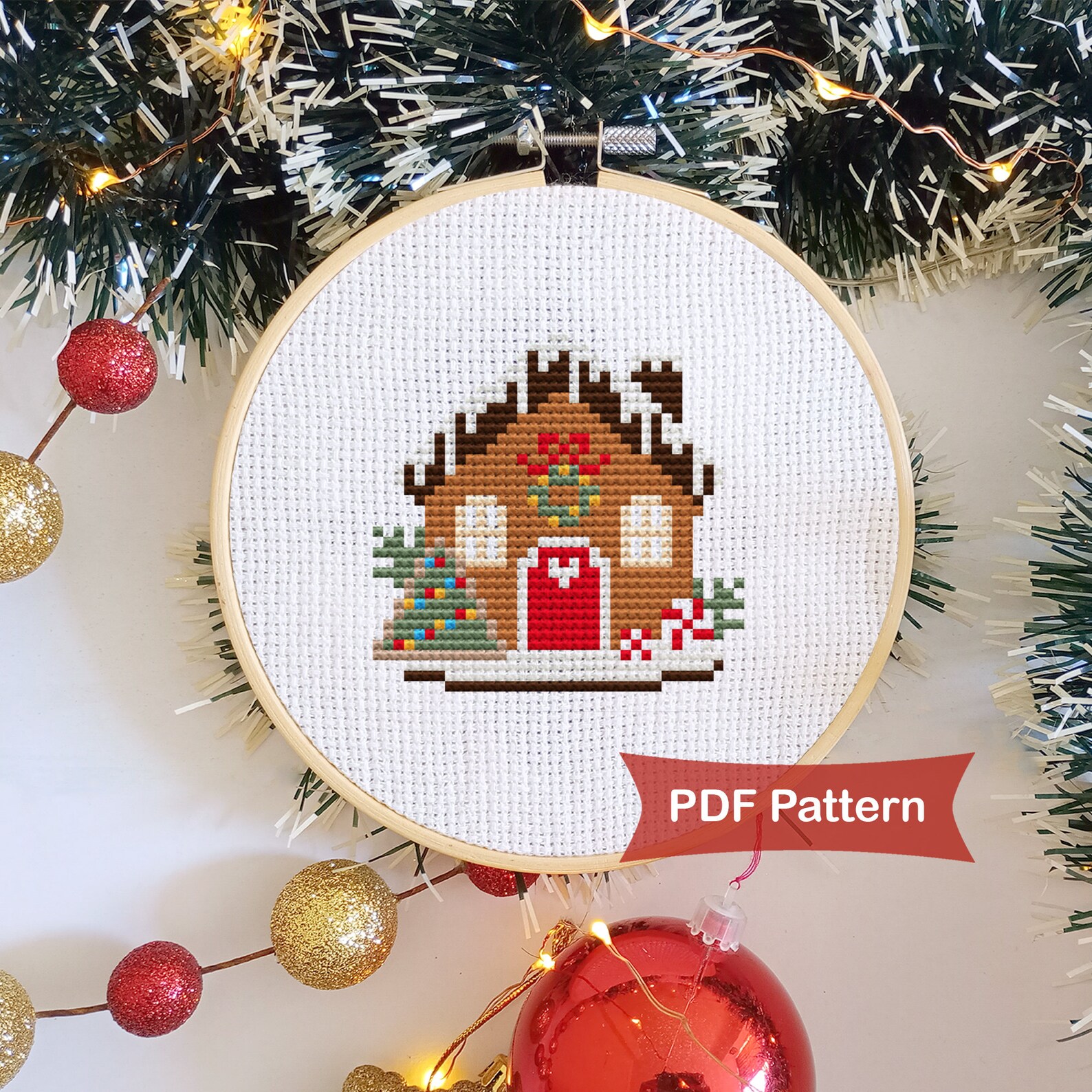 Gingerbread House Cross Stitch Pattern: Christmas Scene (PDF Pattern ...