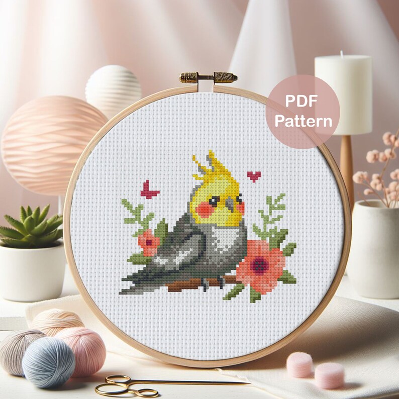 Cockatiel PDF Cross Stitch Pattern Bird Cross Stitch Pattern Instant ...