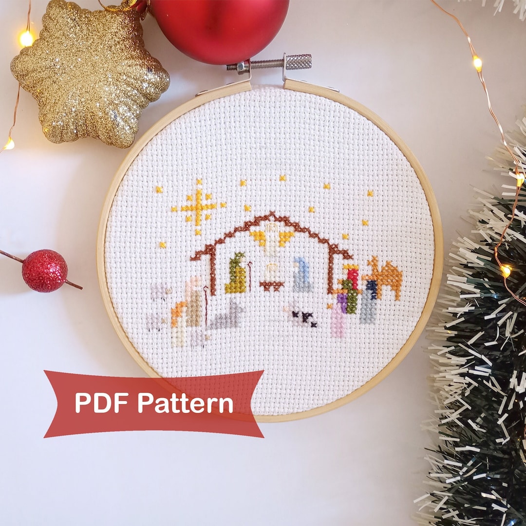 Nativity Scene Cross Stitch Pattern: Christmas Embroidery (PDF Pattern ...