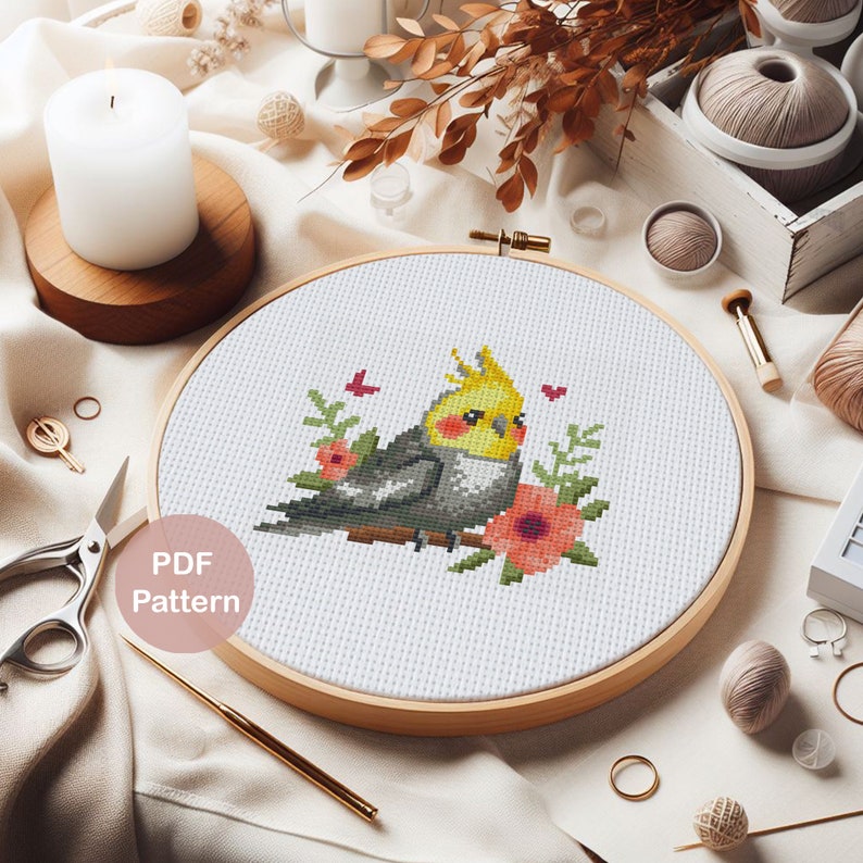 Cockatiel PDF Cross Stitch Pattern Bird Cross Stitch Pattern Instant ...
