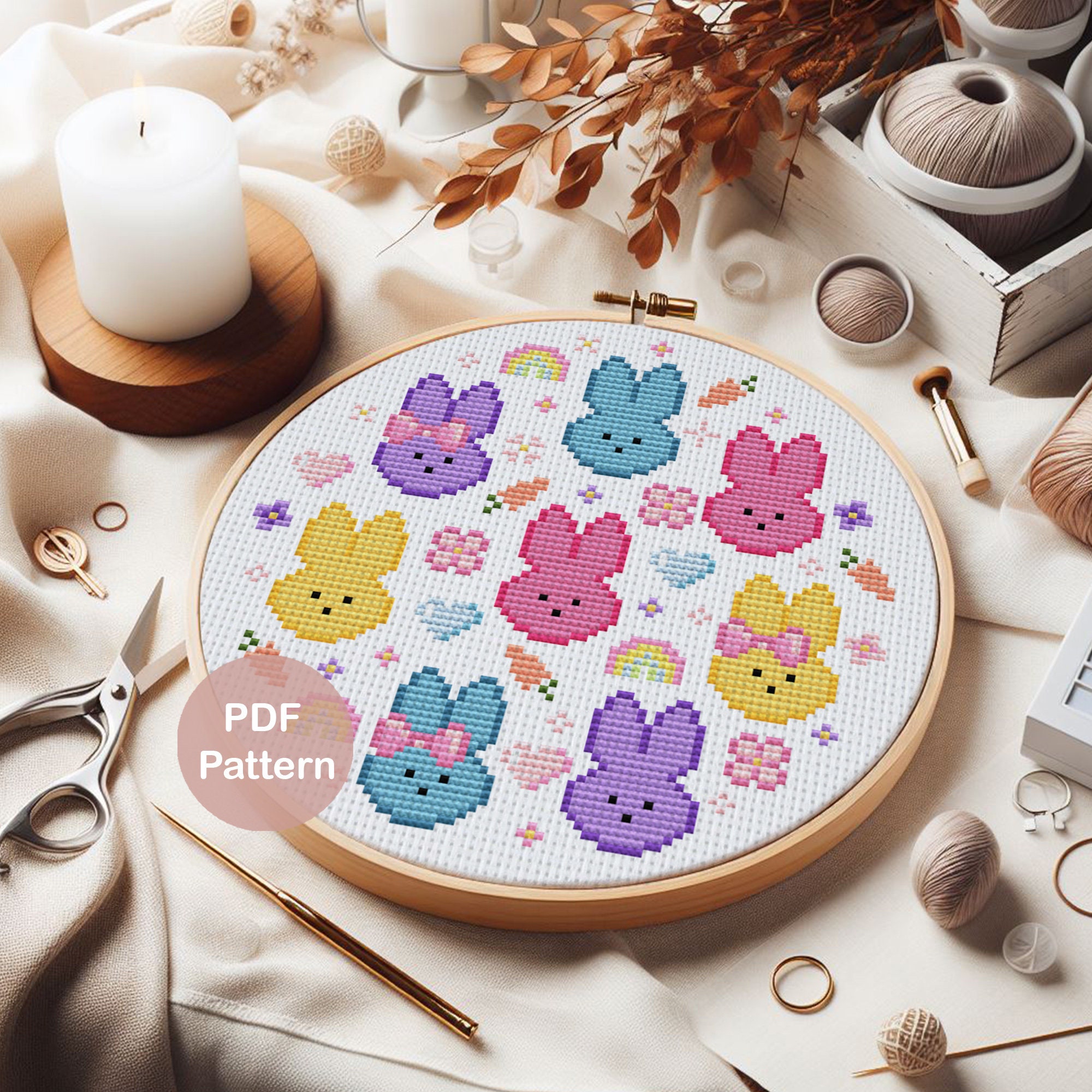 Bunny Peeps PDF Cross Stitch Pattern Cross Stitch Pattern for Easter ...