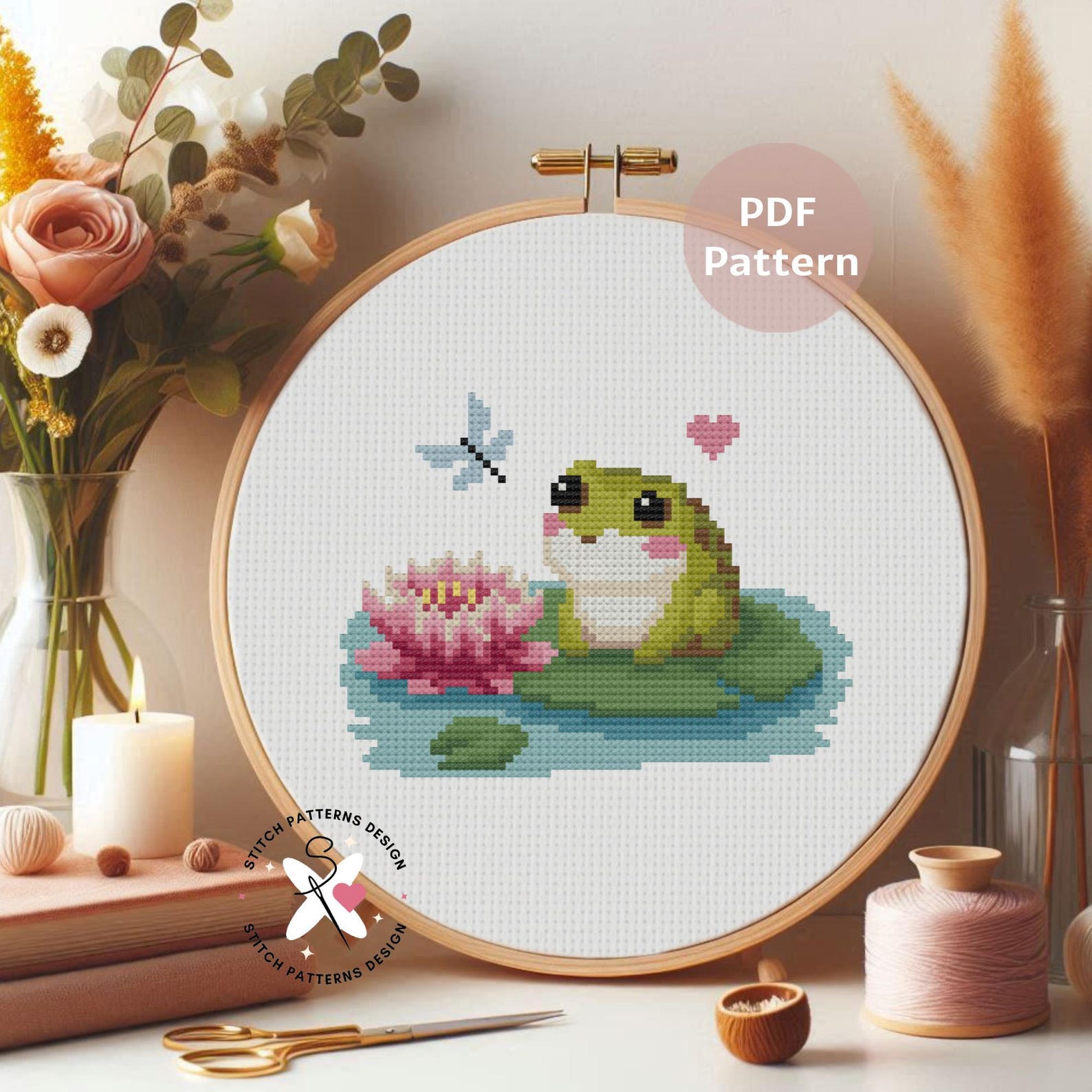 Little Frog Cross Stitch Pattern, Cute Animals Embroidery Design (PDF ...