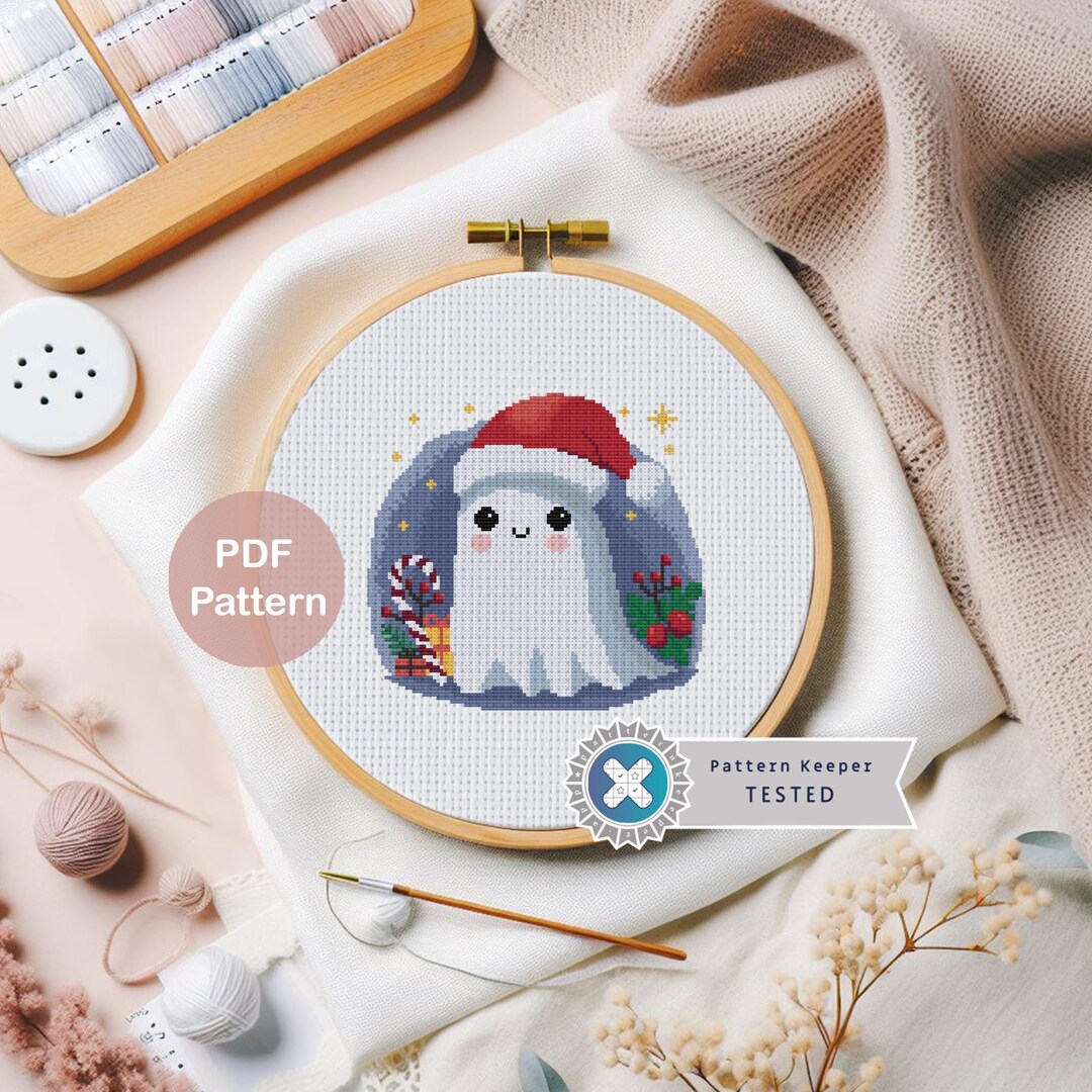Christmas Ghost PDF Cross Stitch Pattern | Christmas Cross Stitch ...