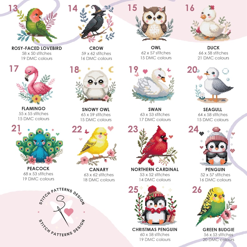 Birds Cross Stitch Pattern Bundle: 26 Unique Designs (PDF Pattern ...