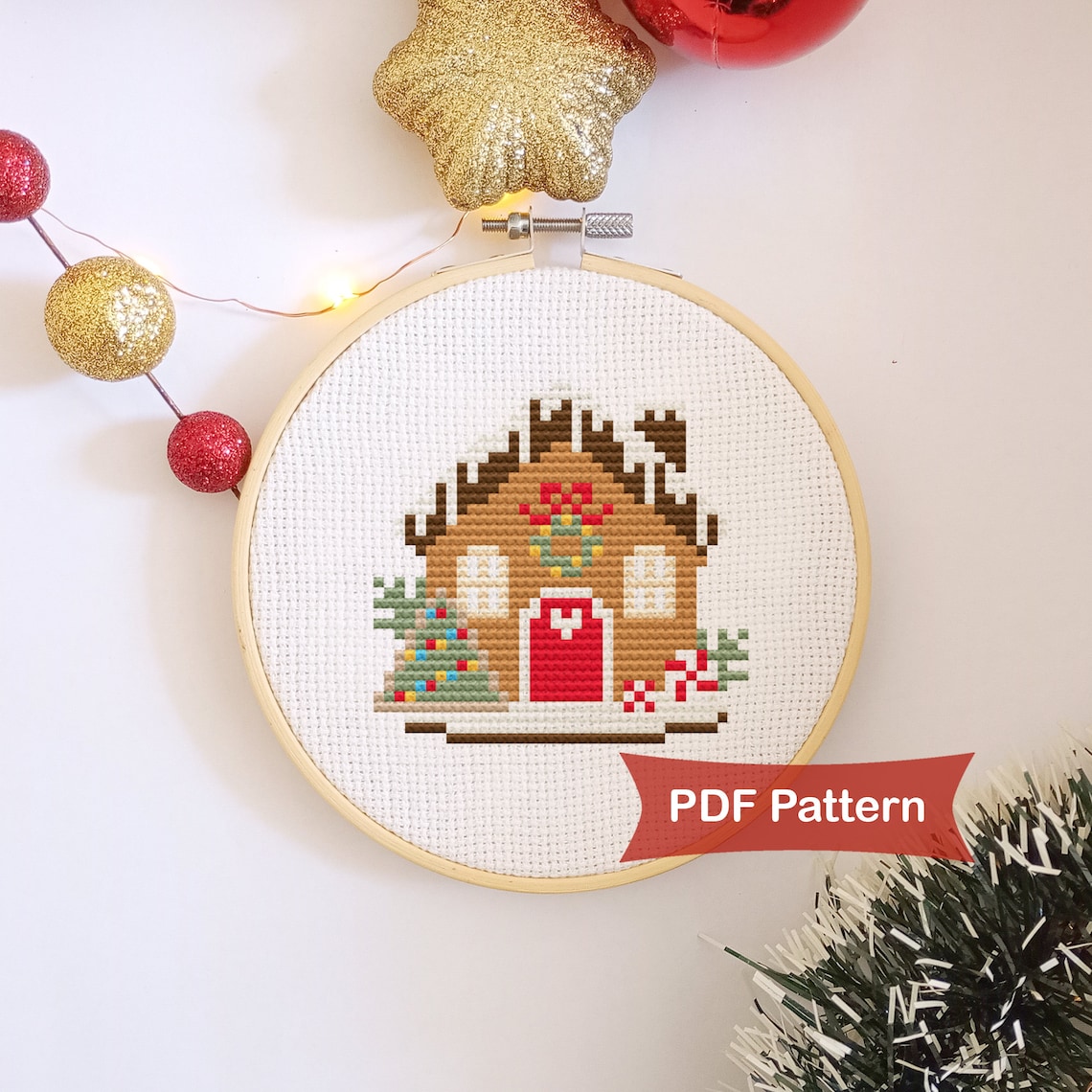 Gingerbread House Cross Stitch Pattern PDF Christmas Cross Stitch ...