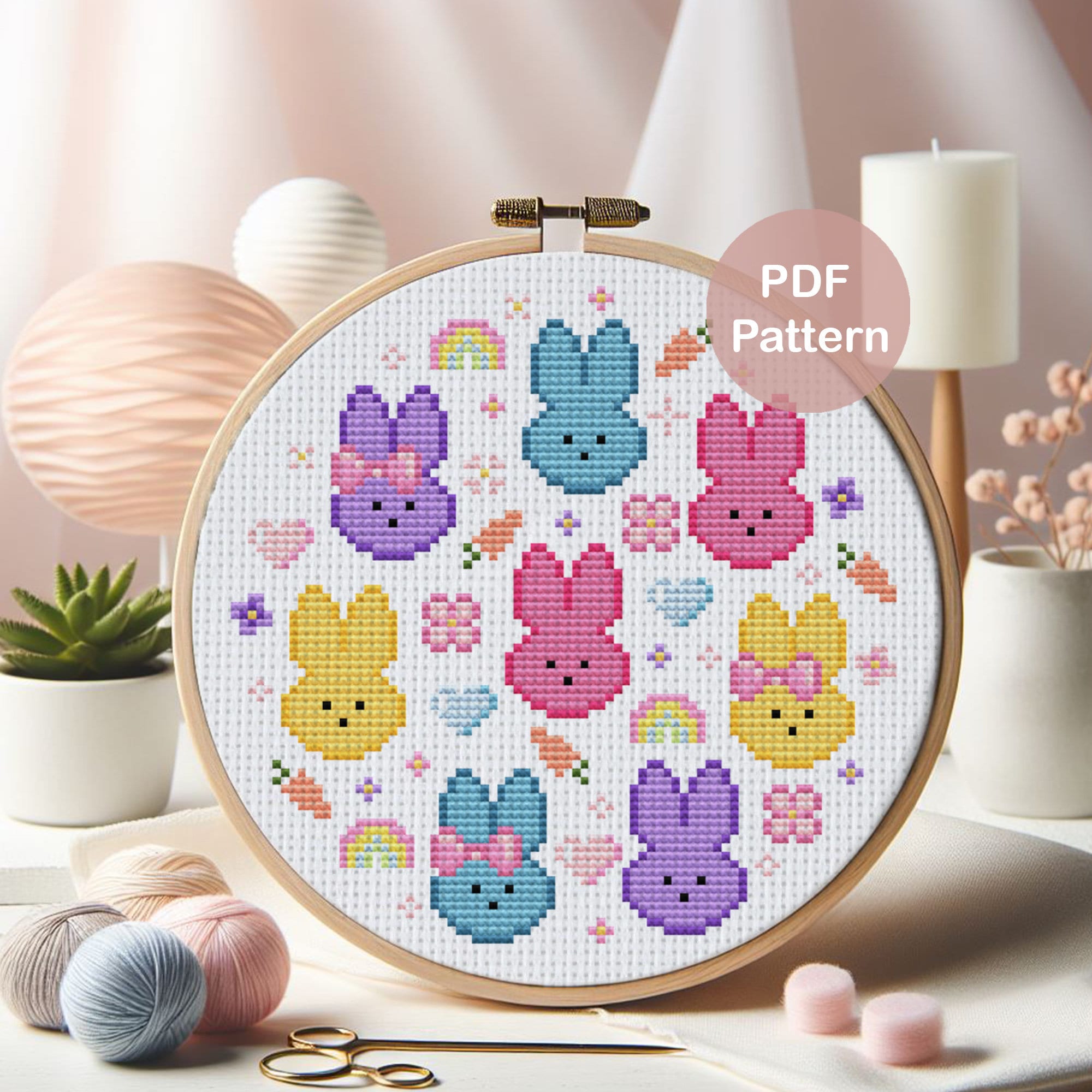 Bunny Peeps PDF Cross Stitch Pattern Cross Stitch Pattern for Easter ...