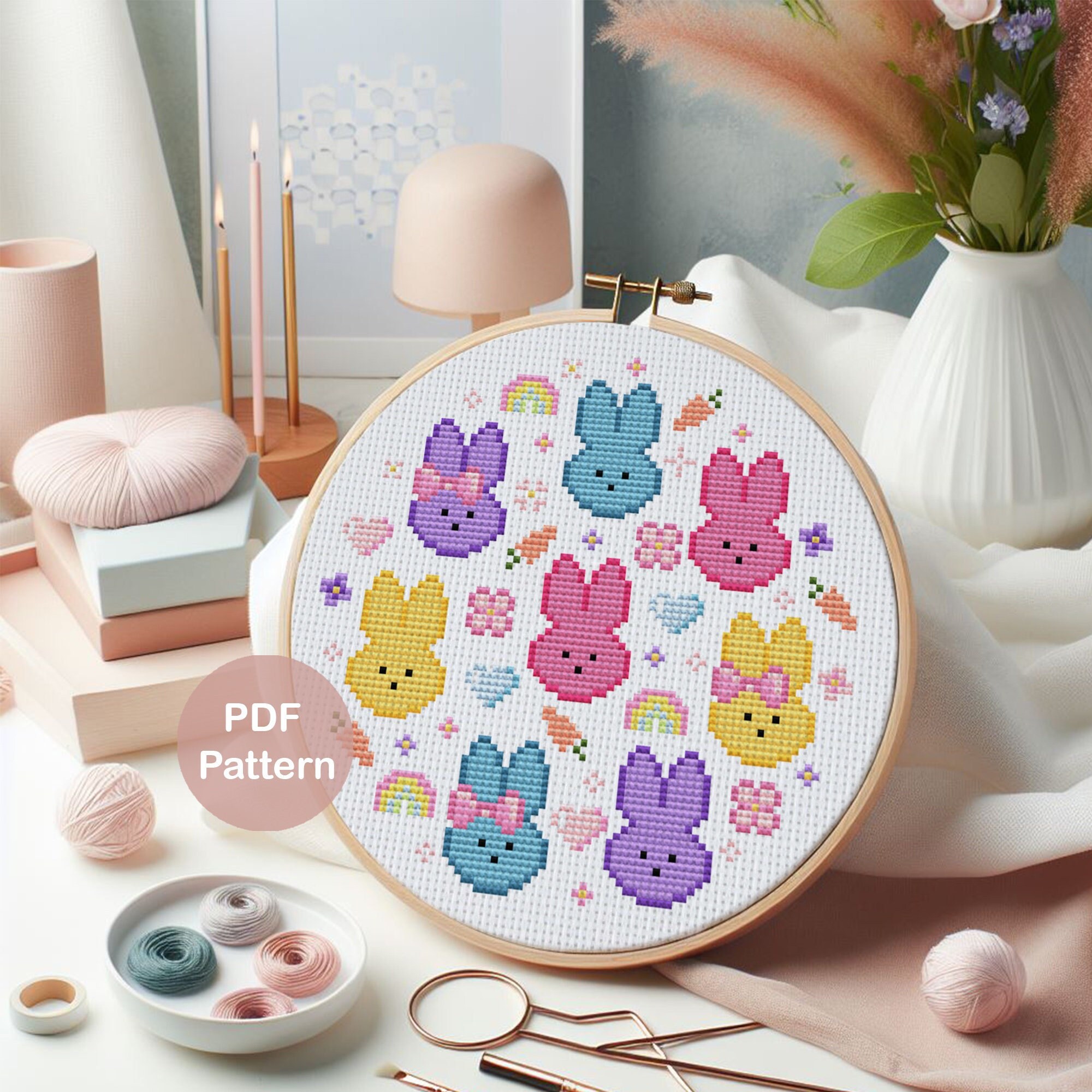 Bunny Peeps PDF Cross Stitch Pattern Cross Stitch Pattern for Easter ...